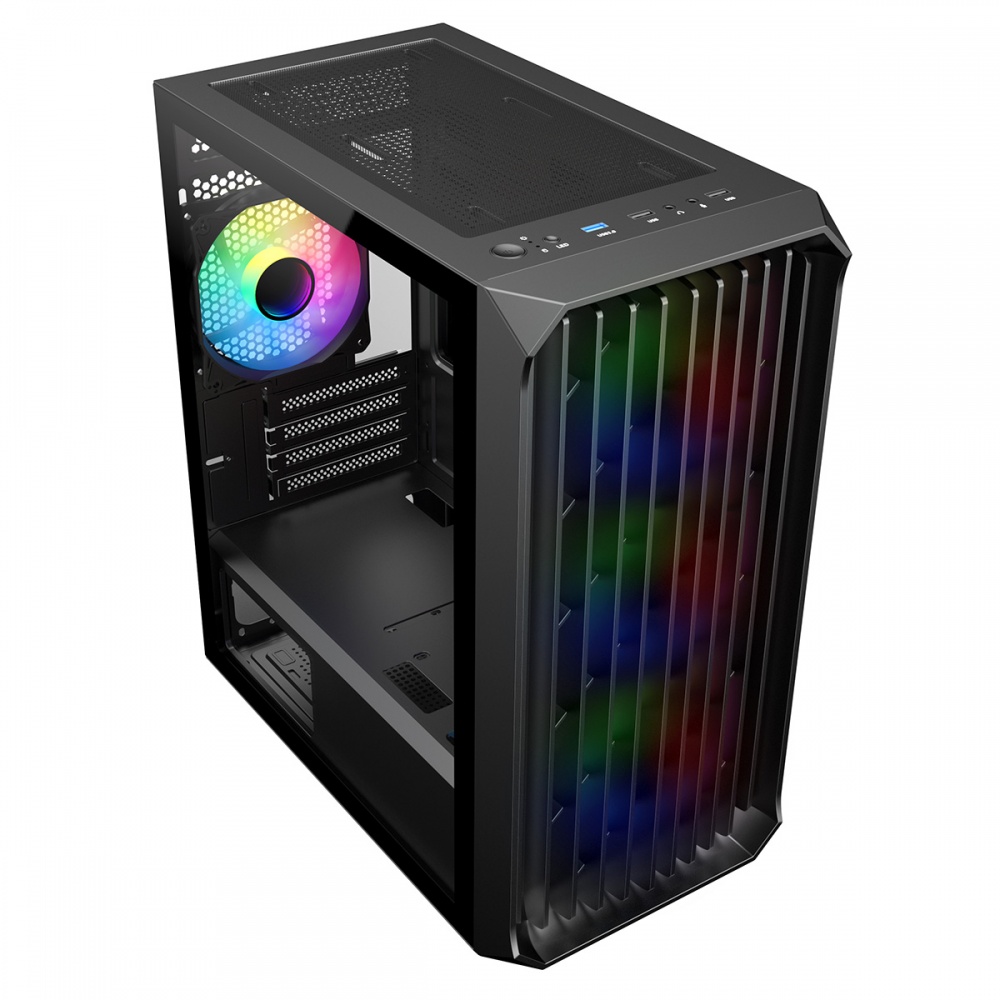 CIT Saturn mATX Gaming Case 4x ARGB Fans Mesh Front Tempered Glass ...